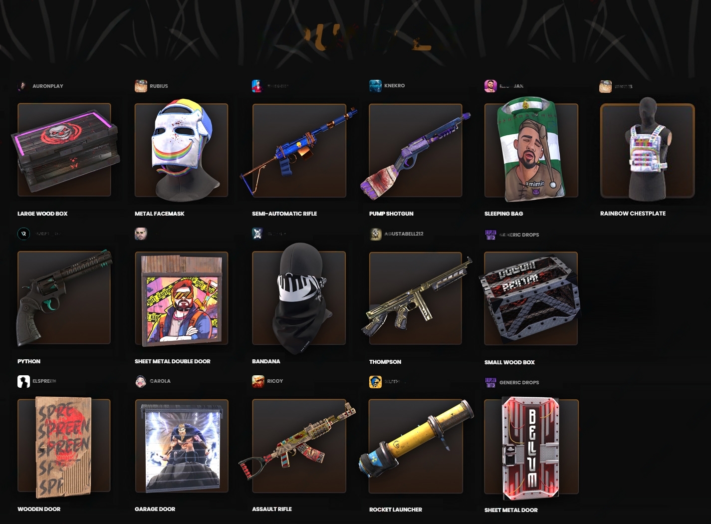  Rust Skins Twitch Drops Round 23 16 Skins 100