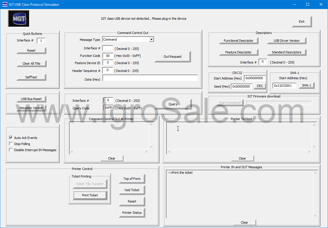 IGT - USB Class Protocol Simulator | SPC Host Simulator | Professional ...
